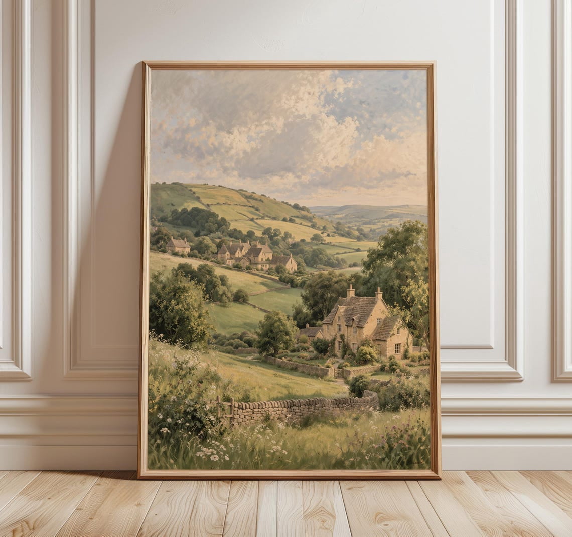 Cotswolds Landscape Print, English Countryside Wall Art, Unframed Paper ...