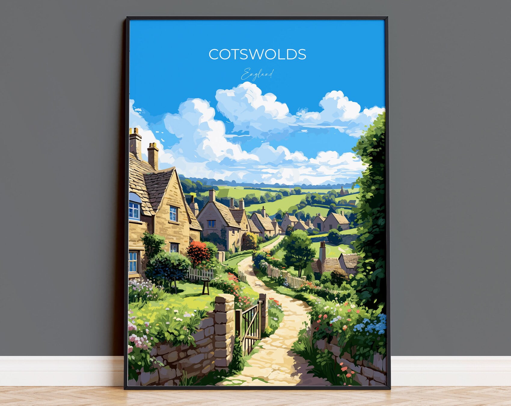 Cotswolds Print, Travel Poster of Cotswolds, England, Cotswolds Art ...
