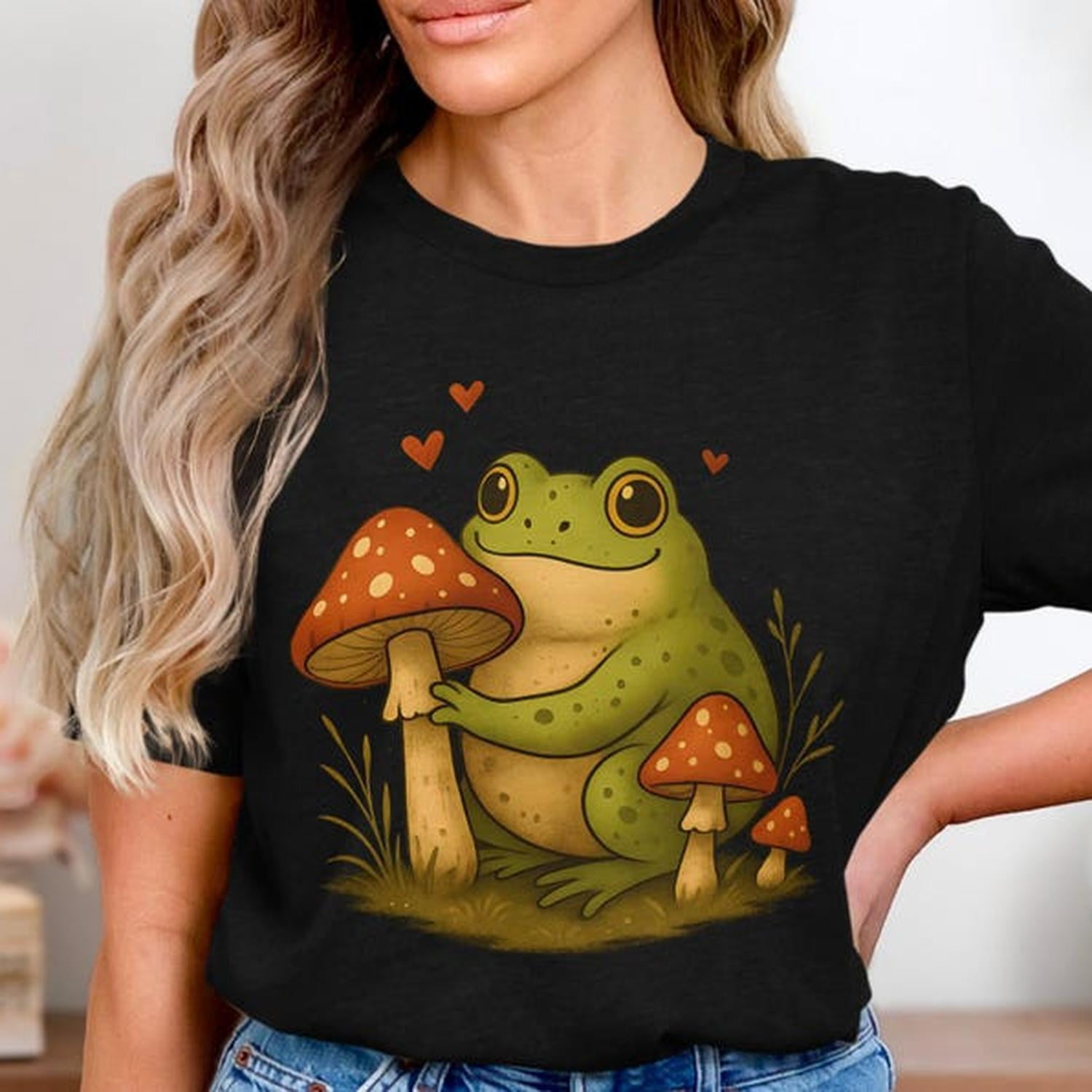 CottagE1core Frog And MuS1H1Room S1Hirt, Cute Toadstool Forest Animal ...