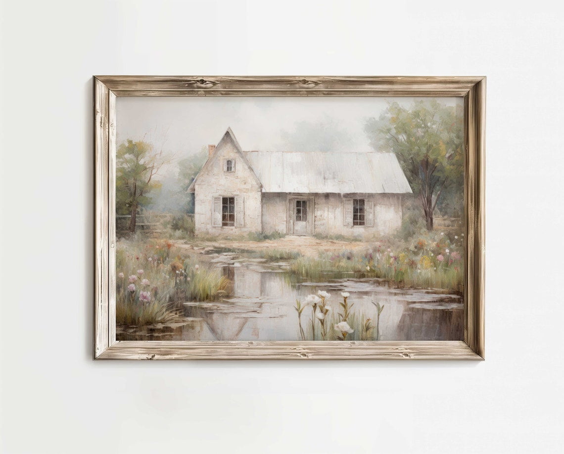 Cottage Art Print, Cottage Painting, French Countryside Painting ...