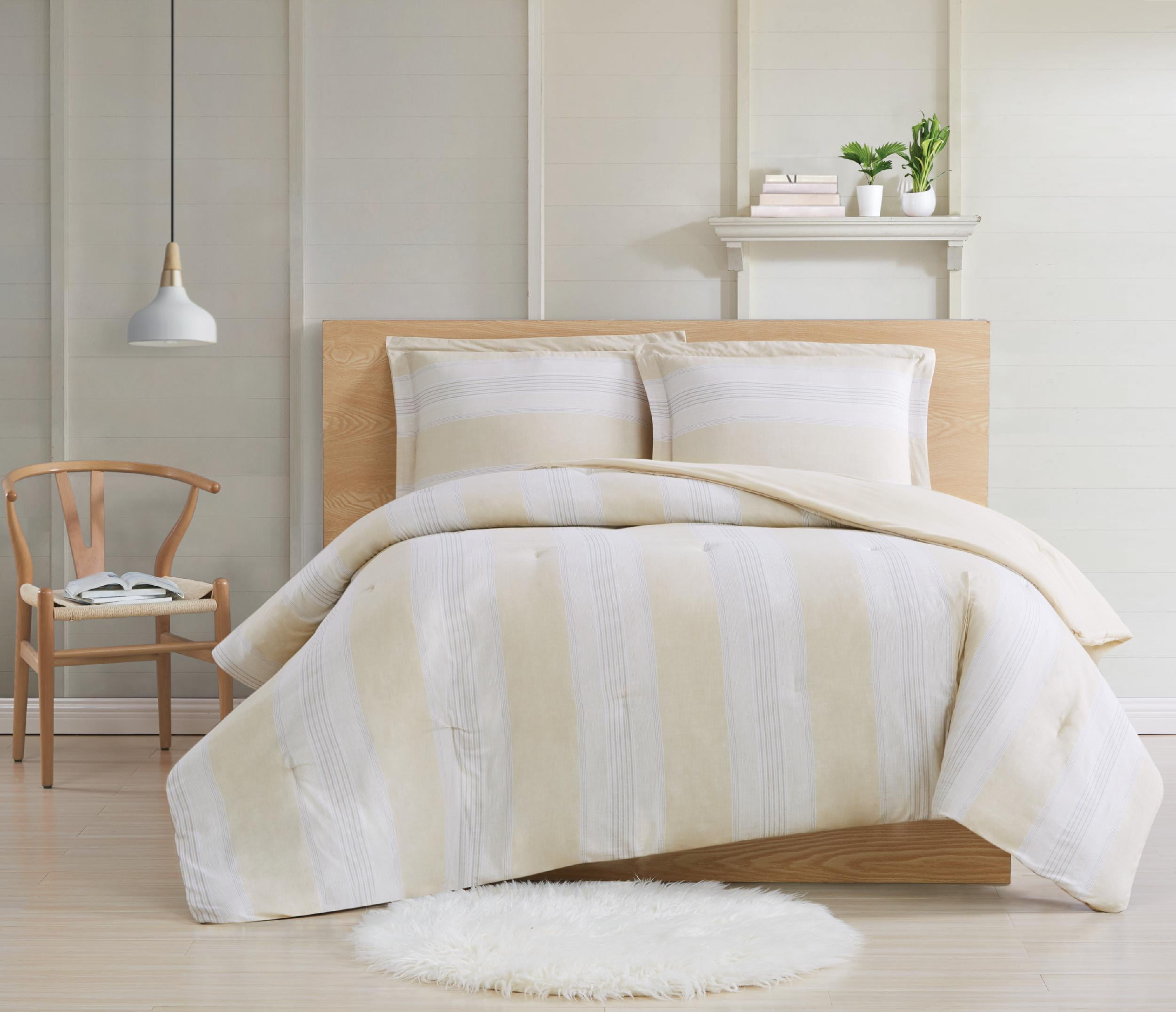 Cottage Classics Farmhouse Stripe 3 Piece Full/Queen Comforter Set ...