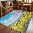 Cottage Core Cow Grass Floral Area Rug, Farmhouse Design Carpet ...