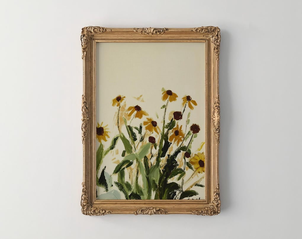 Cottage Core Decor Botanical Wall Art Unique Abstract Floral Bouquet ...