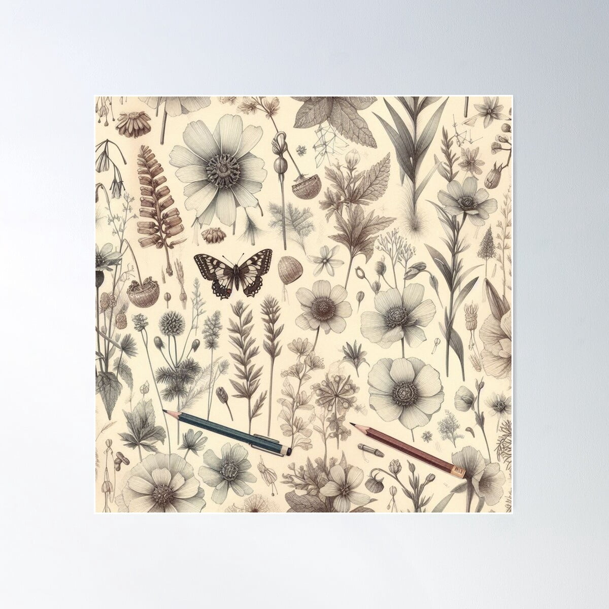 Cottage Core Floral Illustrations Poster Wall Art, Modern Wall Decor ...