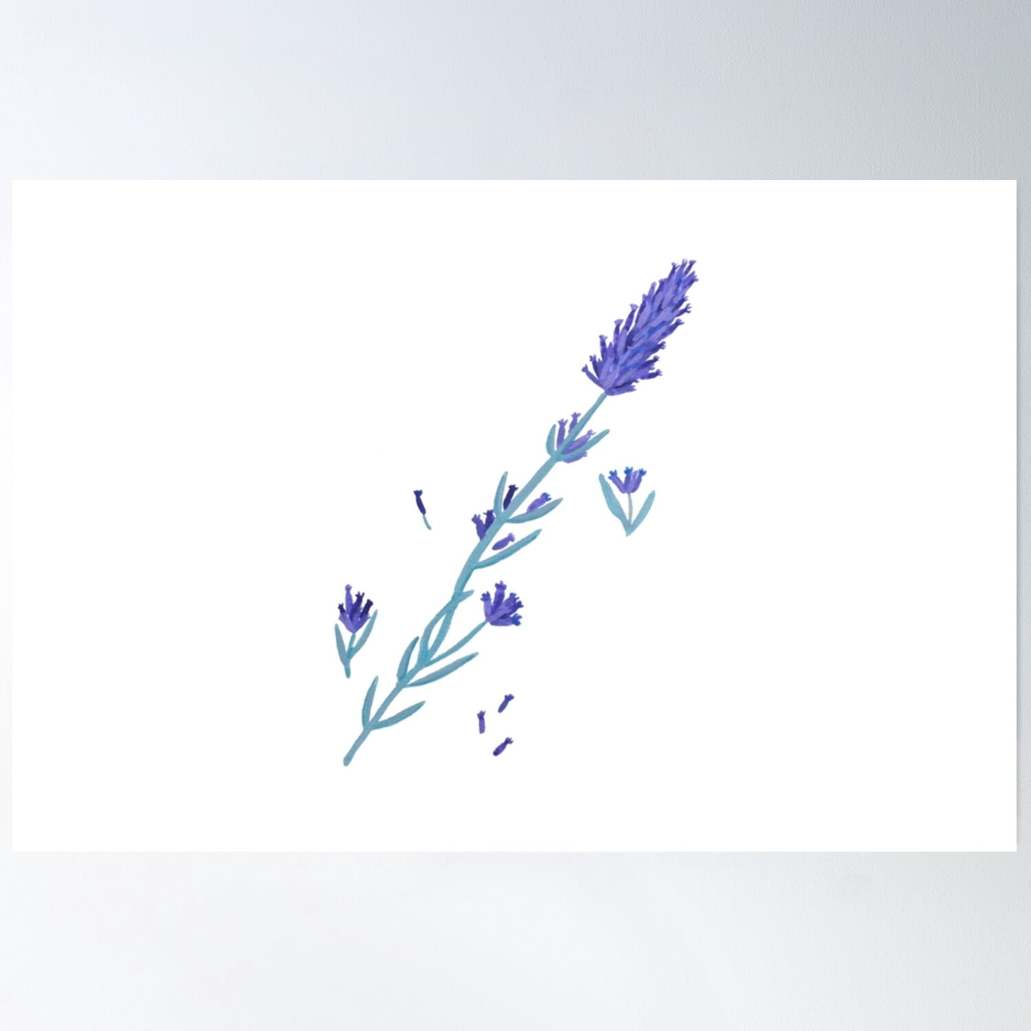Cottage Core Lavender Gouache Hand Painted Poster Wall Art, Modern Wall ...