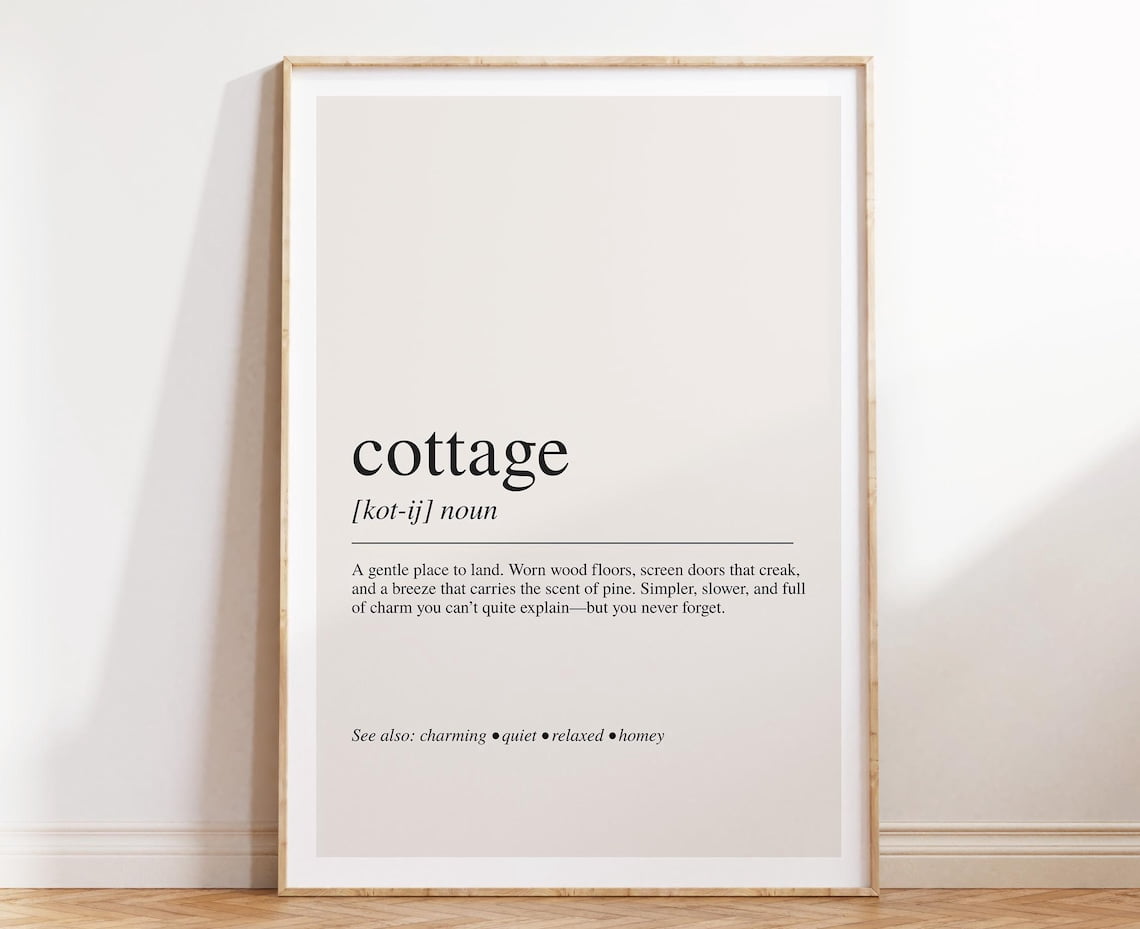 Cottage Definition Print, Minimal Typography Poster, Unframed Paper ...
