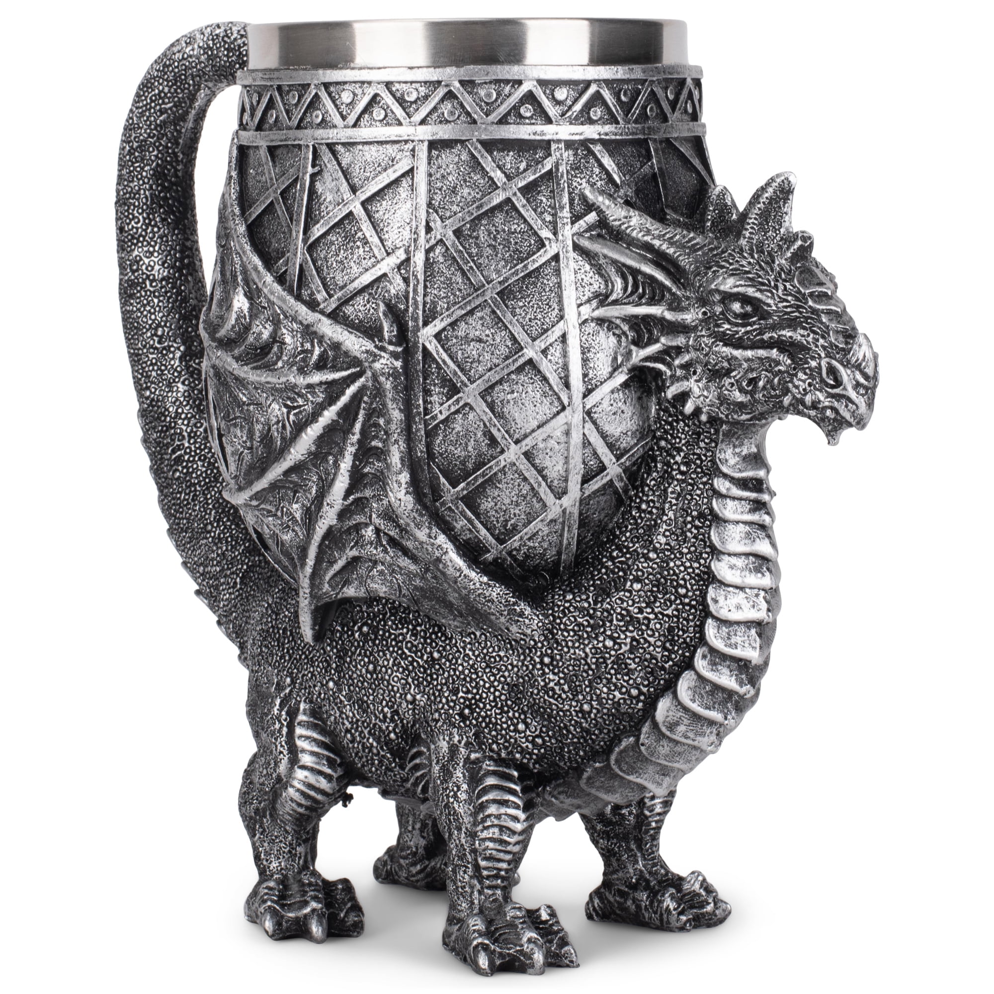 Cottage Garden Dragon Antique Silver 14 ounce Resin Goblet Chalice Mug ...