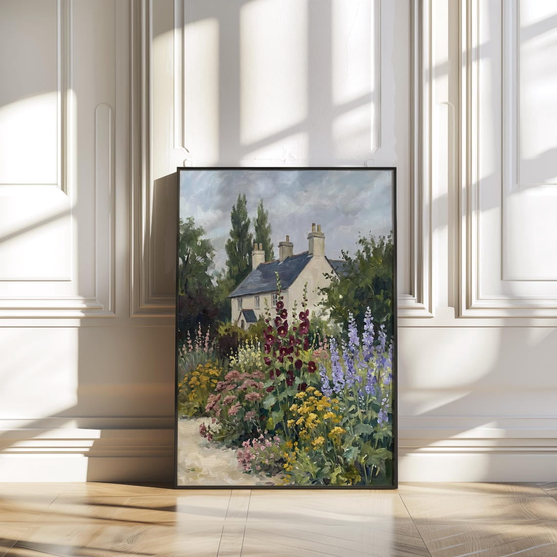 Cottage Garden English Countryside Art Floral Landscape Farmhouse Decor ...