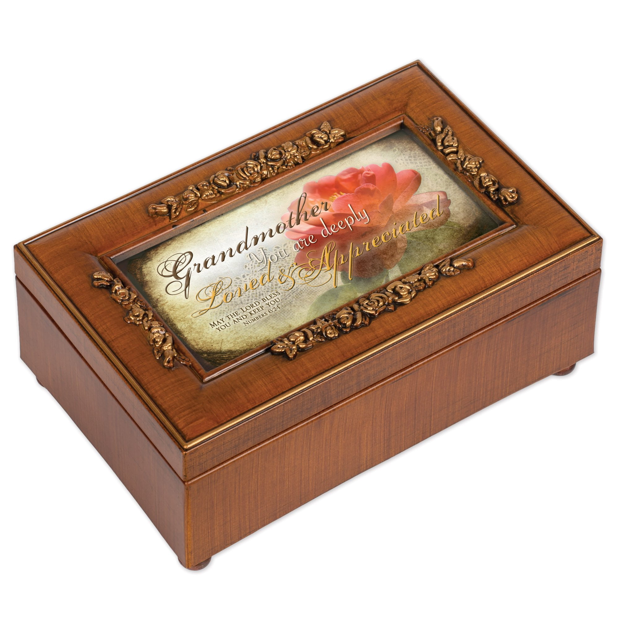 Cottage Garden Grandmother Woodgrain Petite Rose Music Box Plays How ...