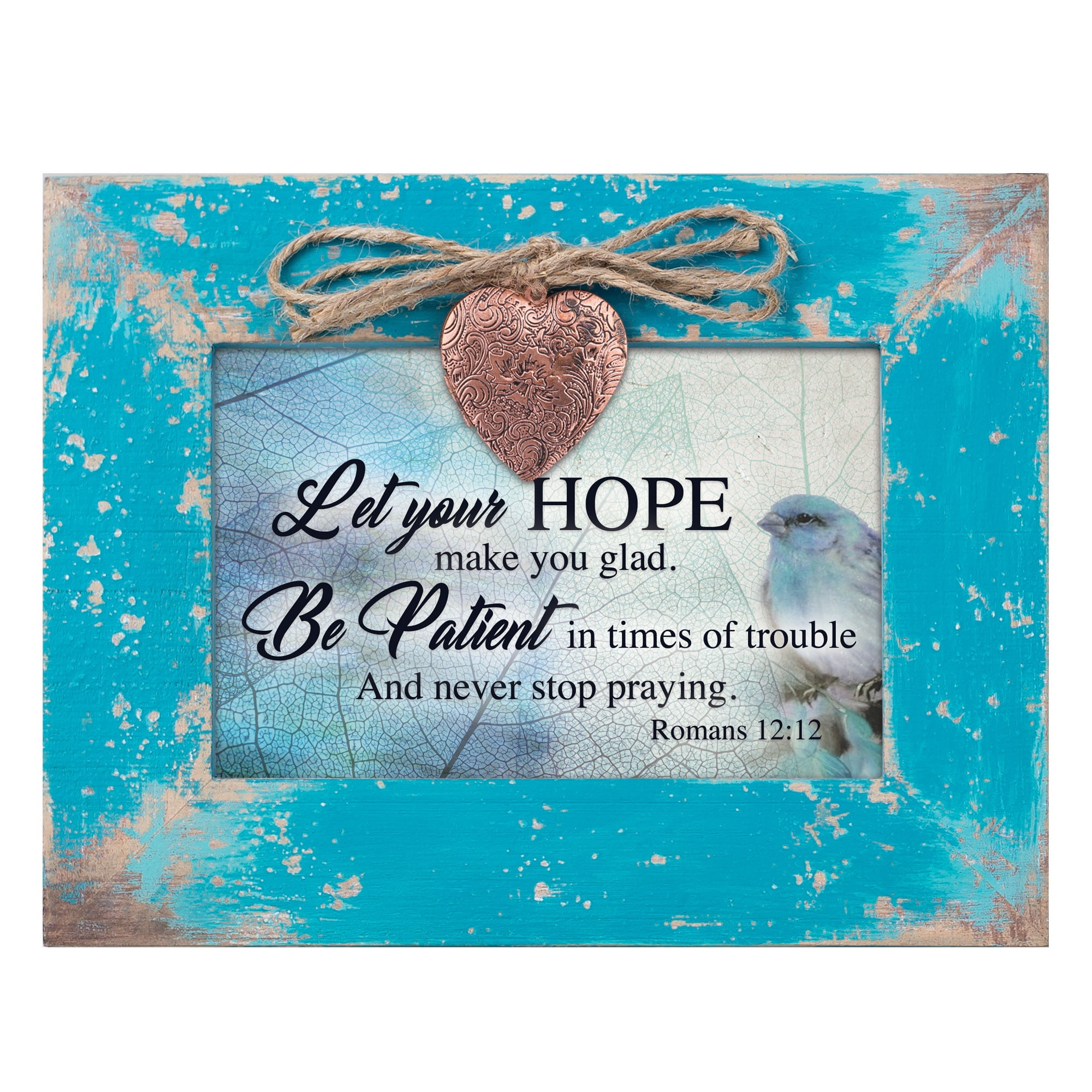 Cottage Garden - Let Your Hope Be Patient Teal Distressed Wood Locket ...