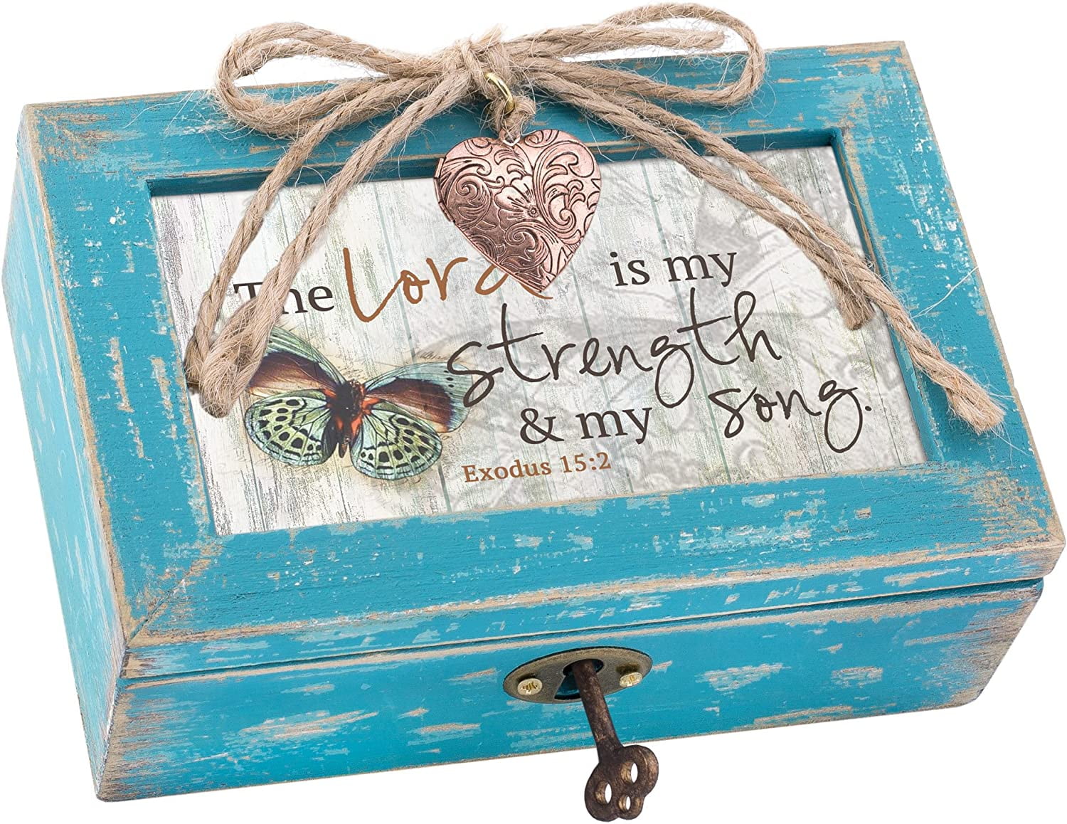 Cottage Garden Lord is My Strength My Song Teal Distressed Locket ...