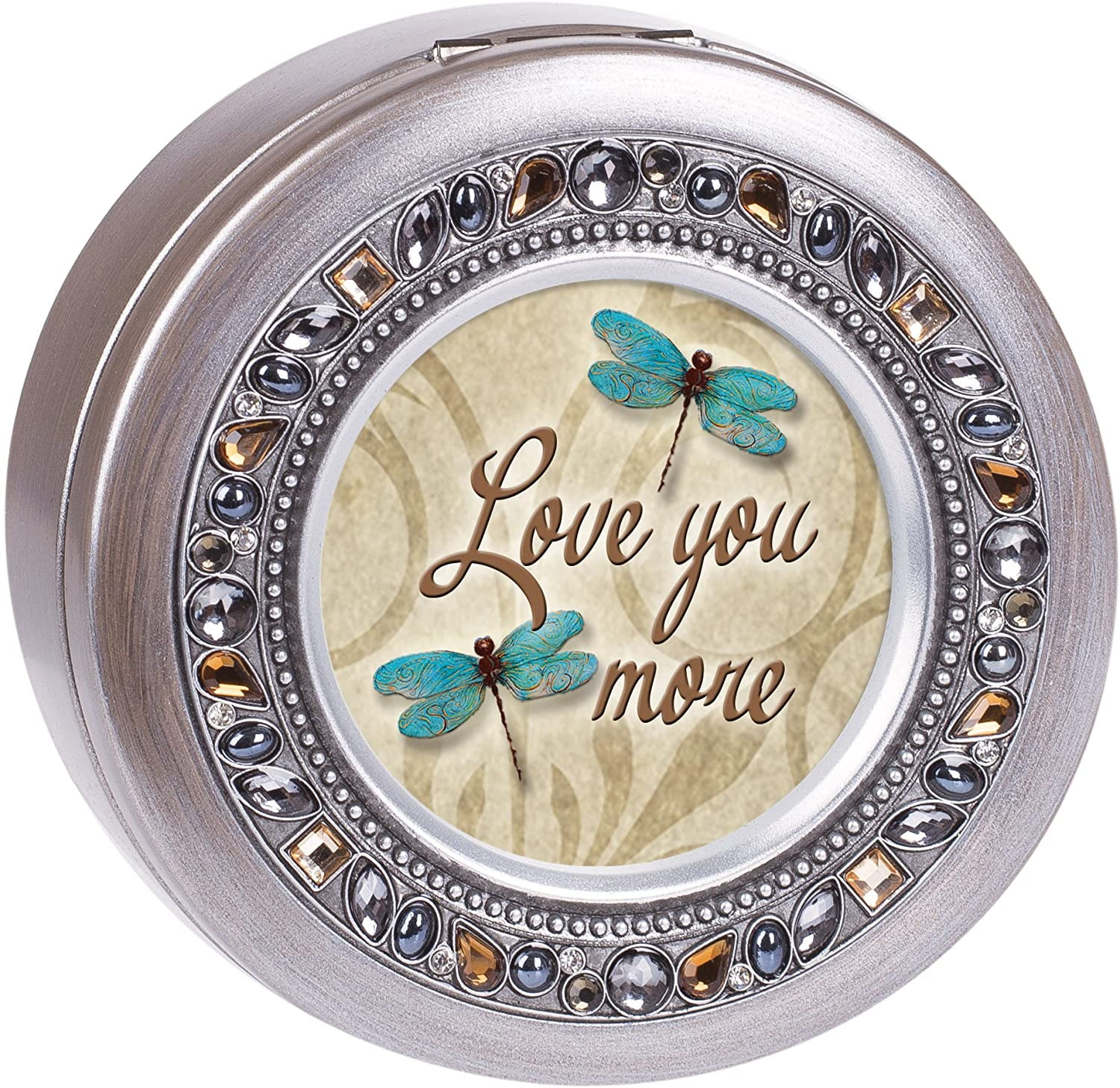 Cottage Garden Love You More Dragonfly Jeweled Pewter Colored Round ...