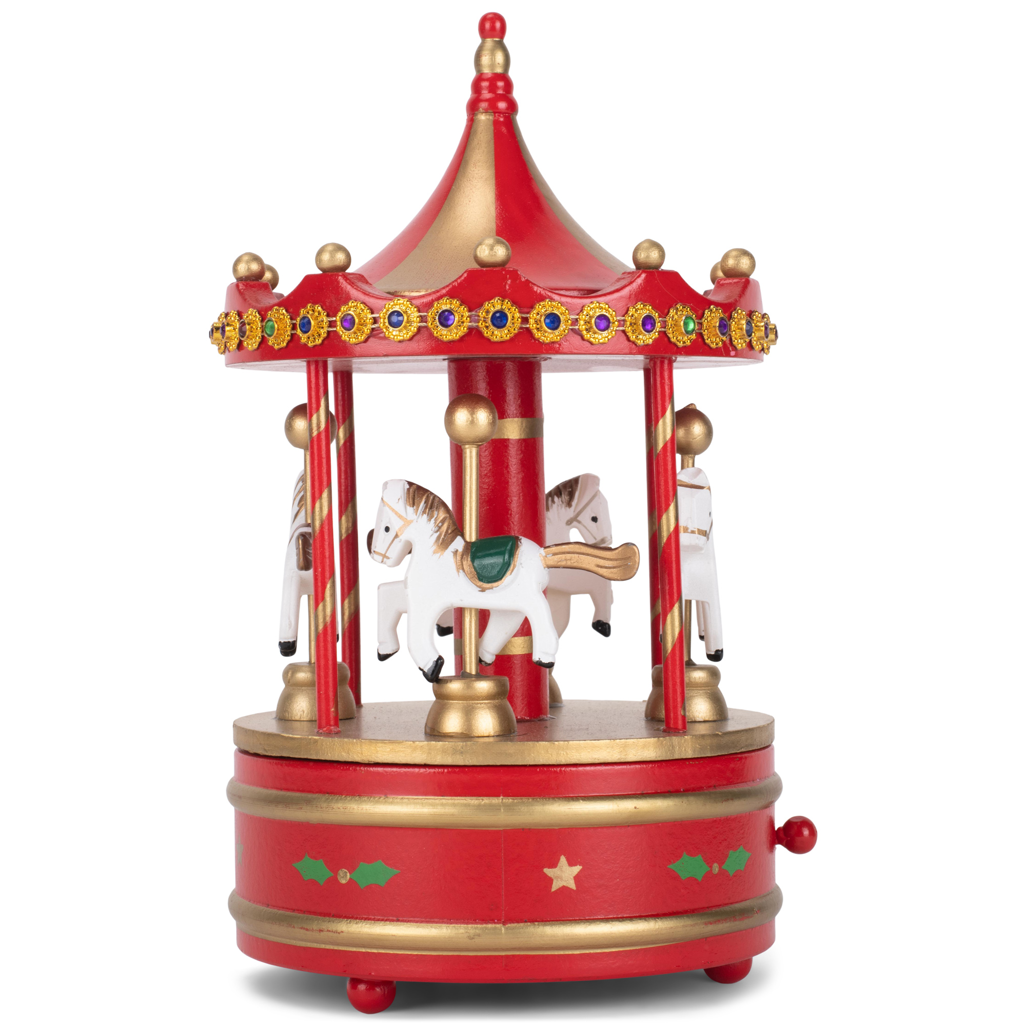 Cottage Garden Rotating Carousel Gold Tone 9 inch Wood Musical ...