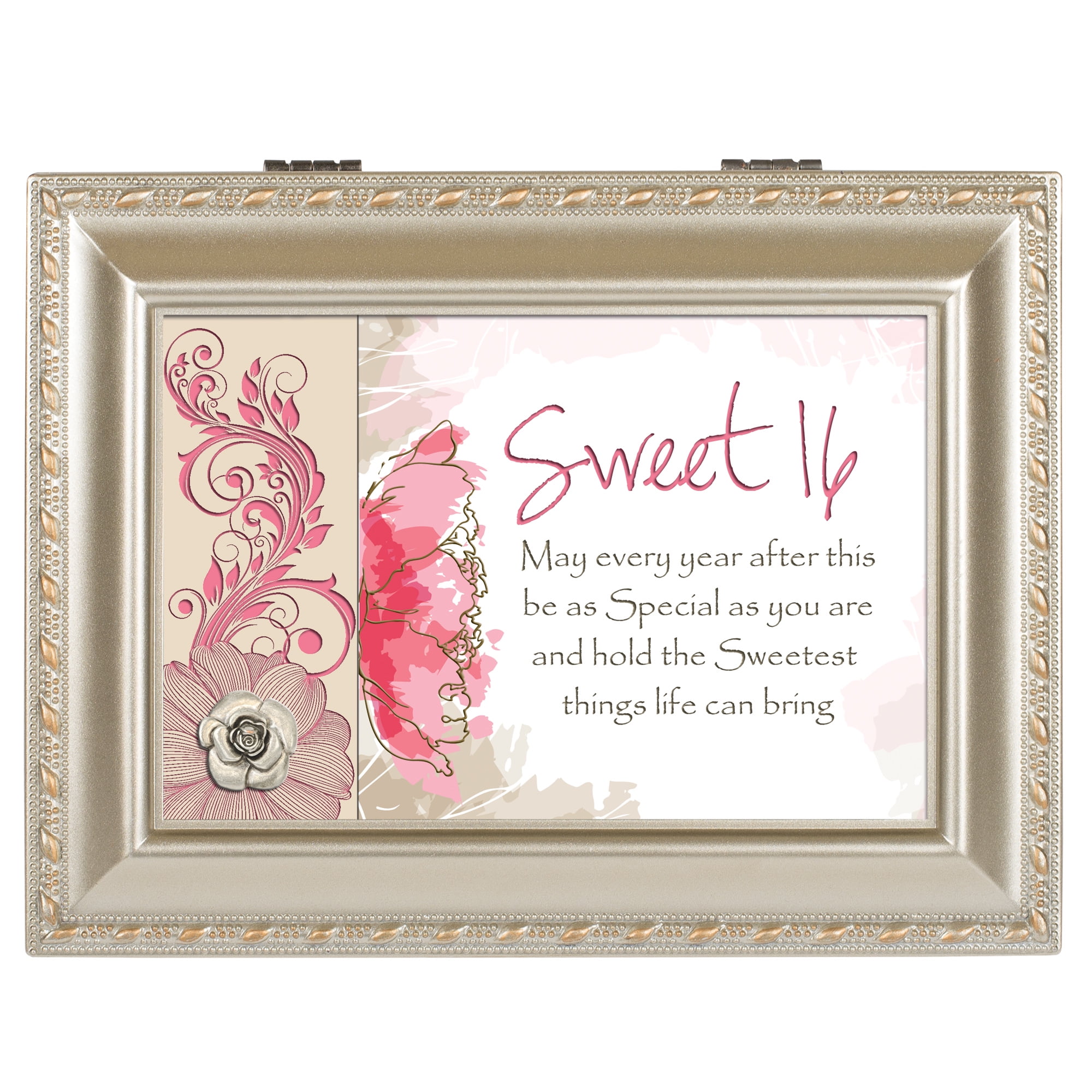 Cottage Garden Sweet Sixteen Pink Floral Champagne Silver Finish ...