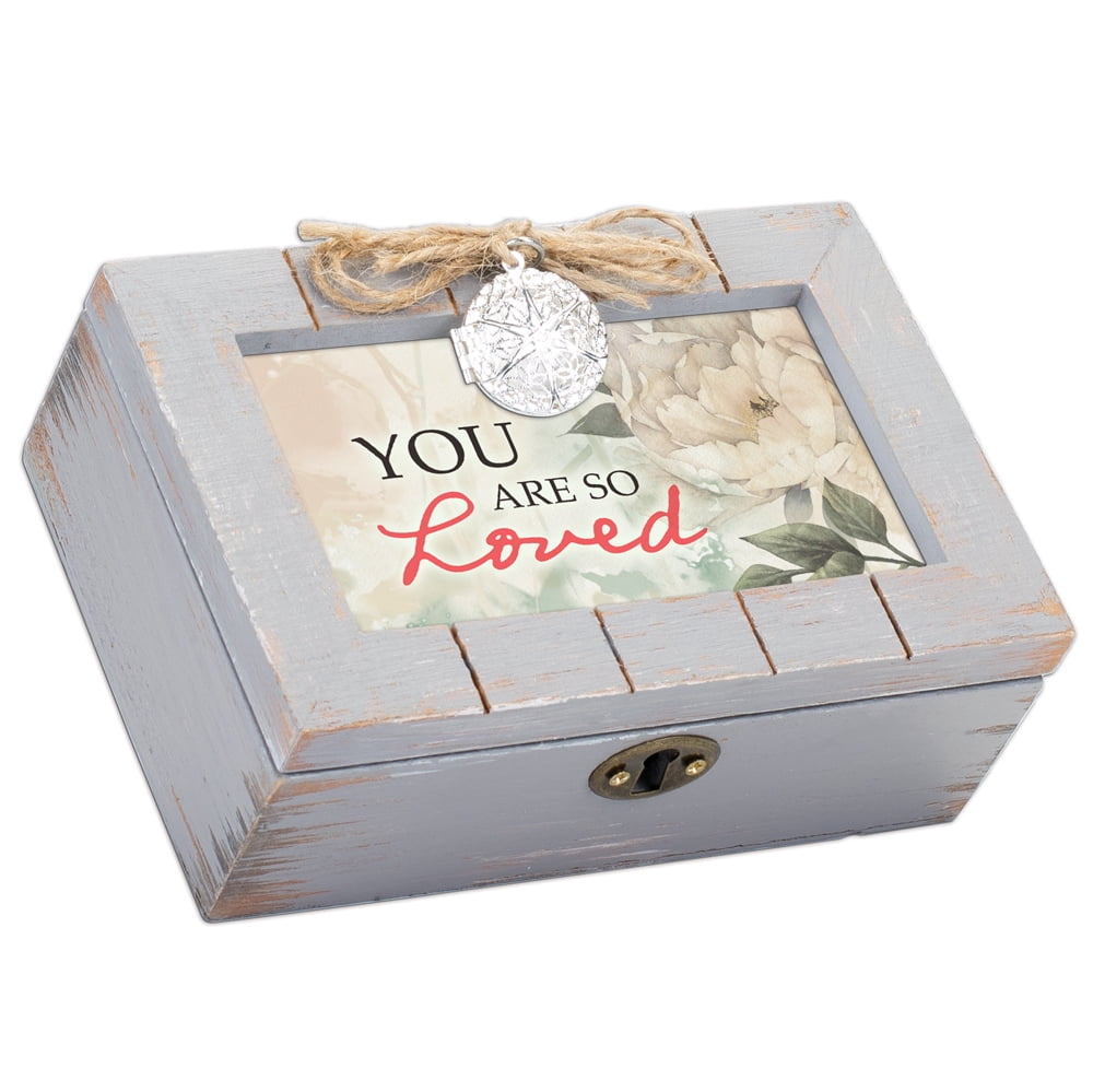 Cottage Garden - You are So Loved Grey Distressed Wood Locket Petite ...