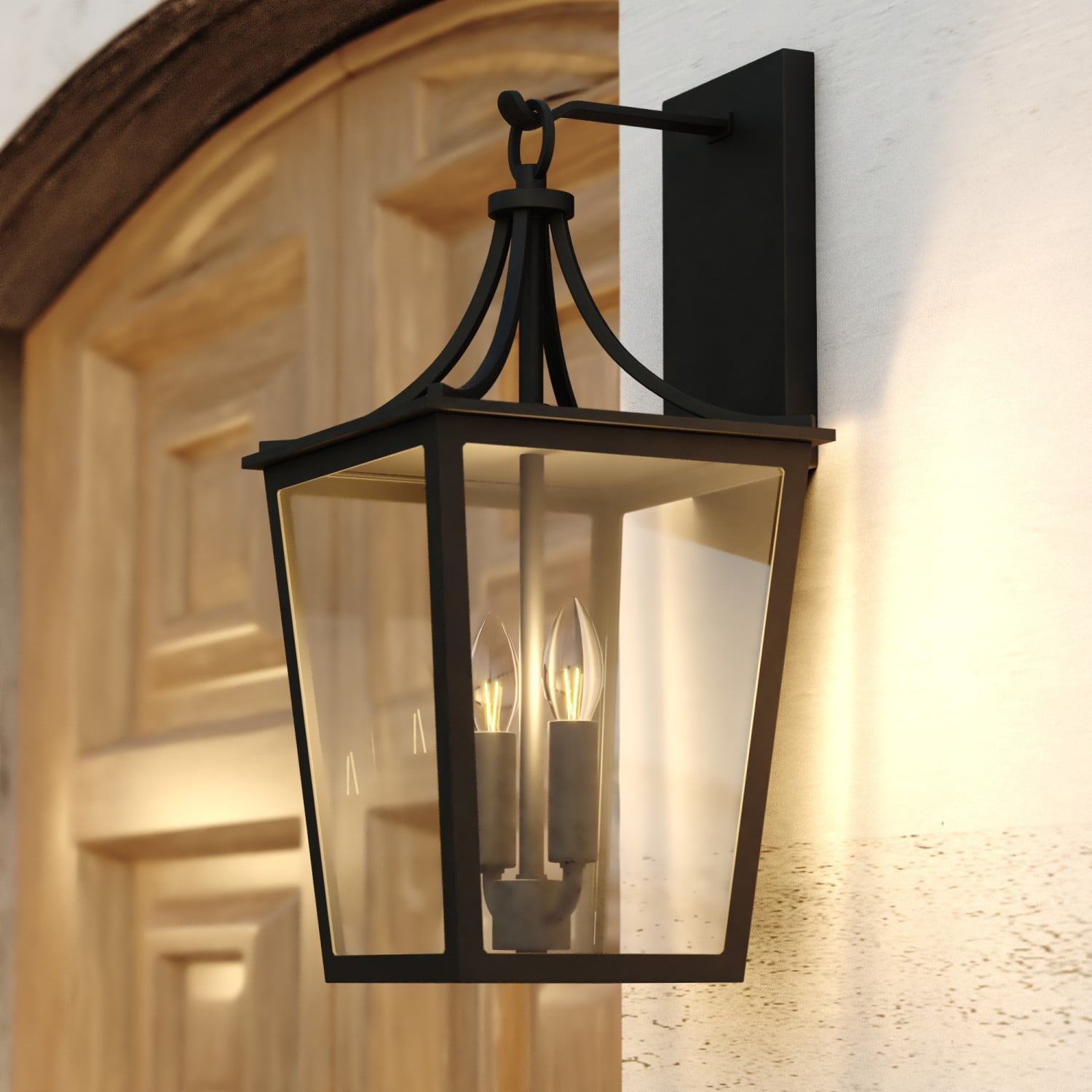 Cottage Grove 2 Light Matte Black Transitional Outdoor Wall Lantern ...