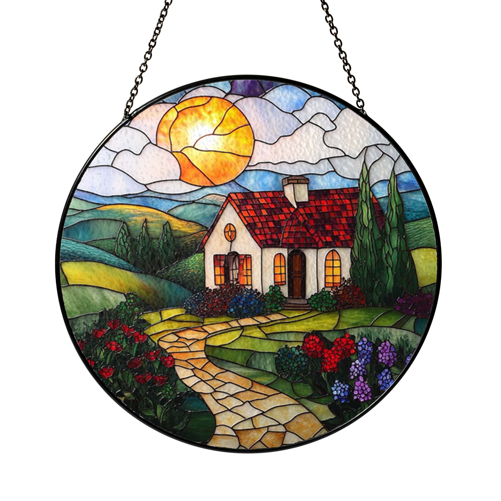 Cottage House Glass Style Suncatcher – Decorative Window Art - Walmart.com