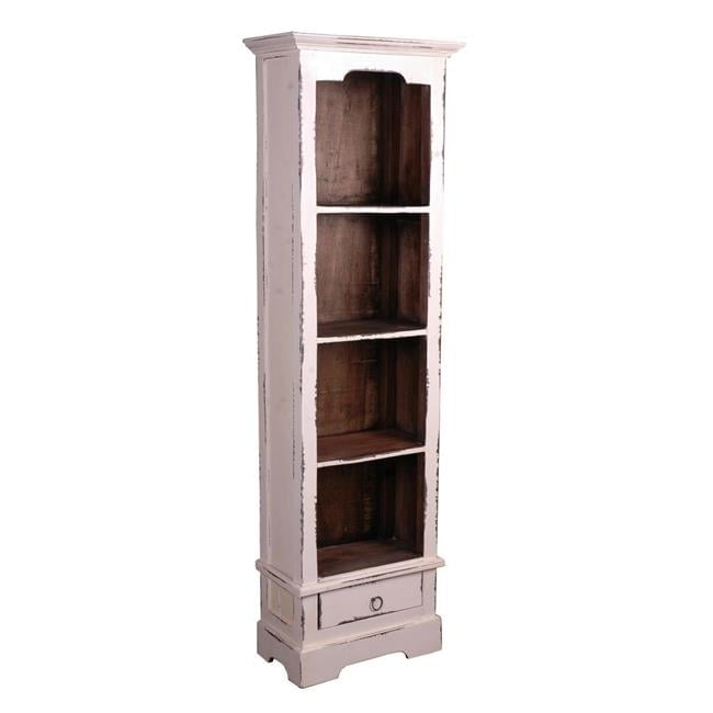 Cottage Narrow Bookcase in Whitewash Color with Raftwood Top - Walmart.com