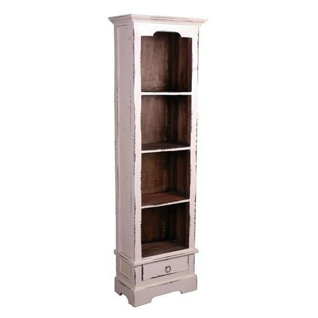 Cottage Narrow Bookcase in Whitewash Color with Raftwood Top - Walmart.com