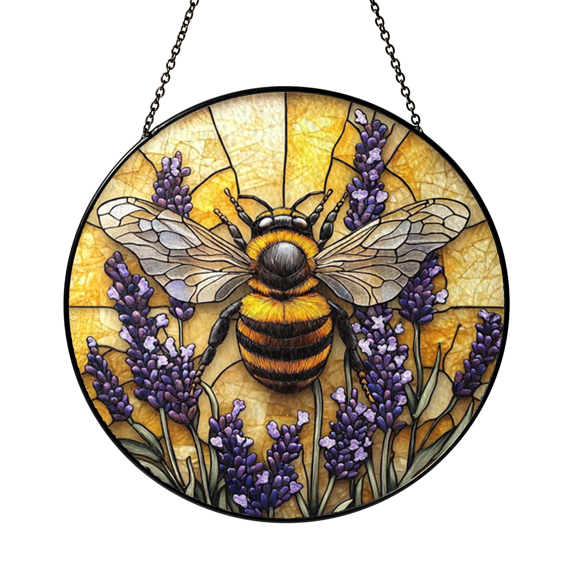 Cottage Style Bee and Lavender Stained Glass Suncatcher – Window Art ...