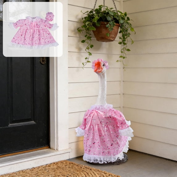 Cottage Style Goose Dress Set, Pink Floral Dresses with Lace Trim and ...