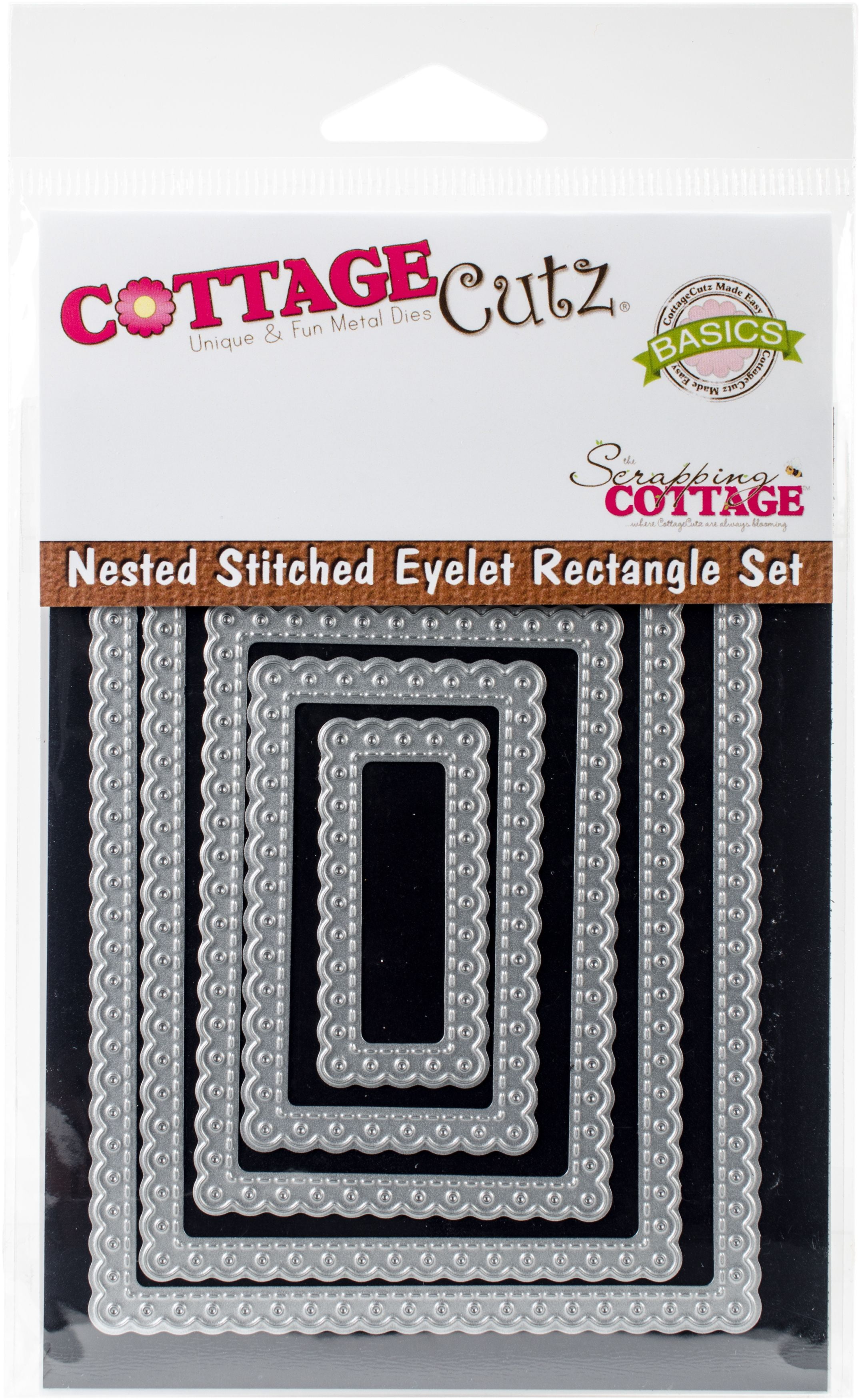 CottageCutz Nested Dies 5/Pkg-Stitched Eyelet Rectangle - Walmart.com