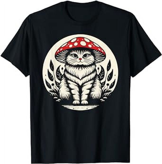 Cottagecore Aesthetic Cat With Mushroom Hat Cottage Core T-Shirt ...