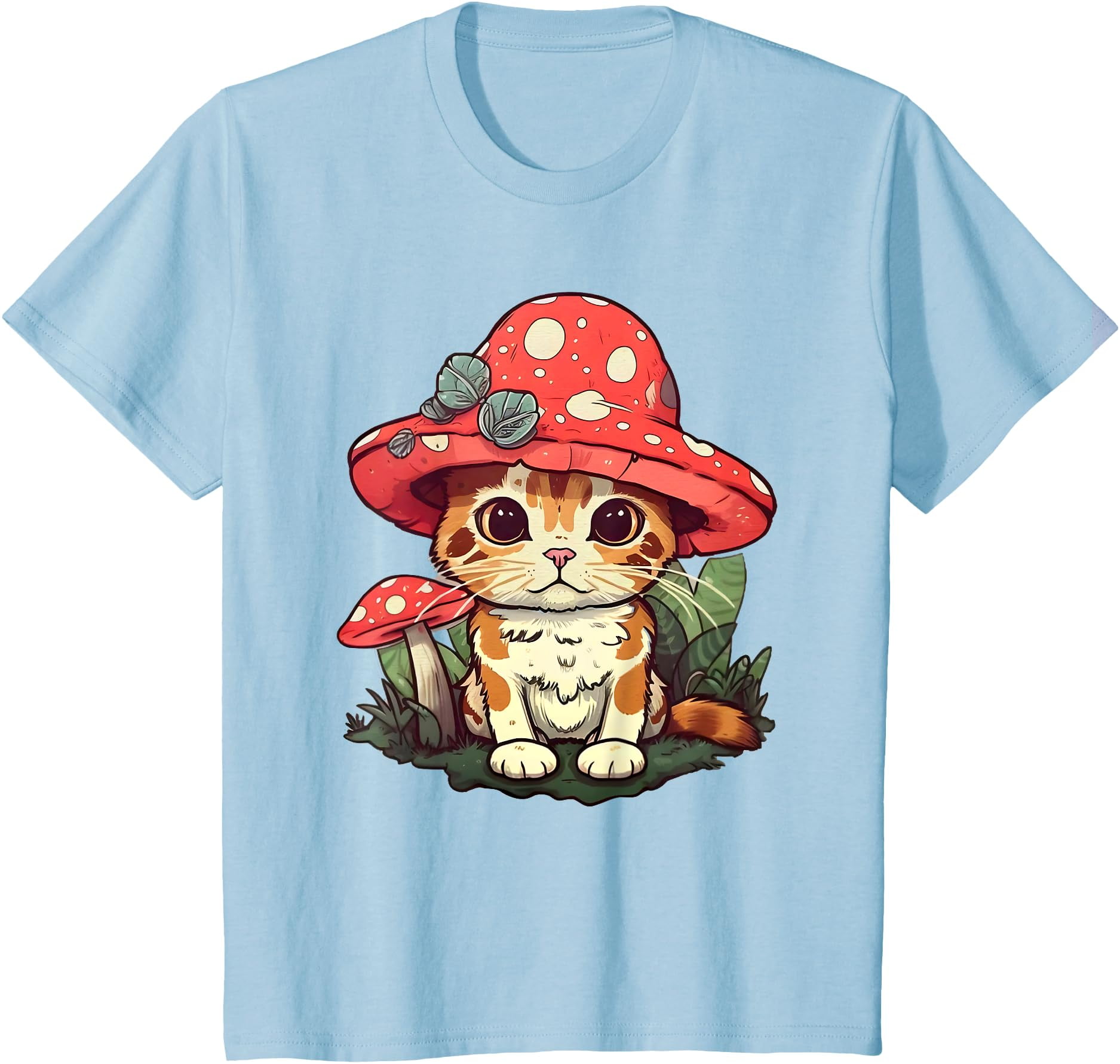 Cottagecore Aesthetic Cute Mushroom Hat Cat Lover Youth Toddler T-Shirt,Royal Blue color,size ...