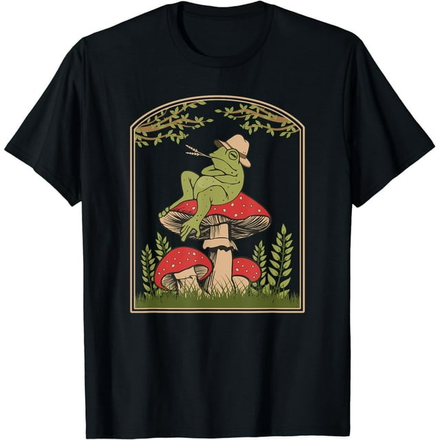 Cottagecore Aesthetic Frog Goblincore Mushroom Toad Fungus T Shirt