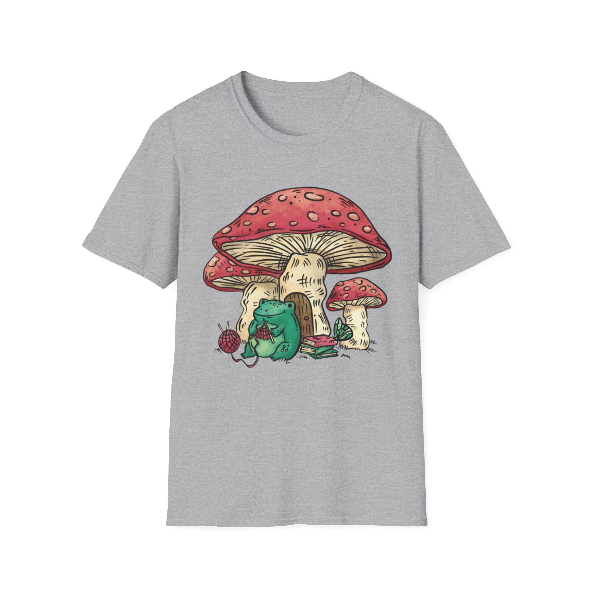 Cottagecore Aesthetic Frog Knitting Under Mushroom Graphic - Walmart.com