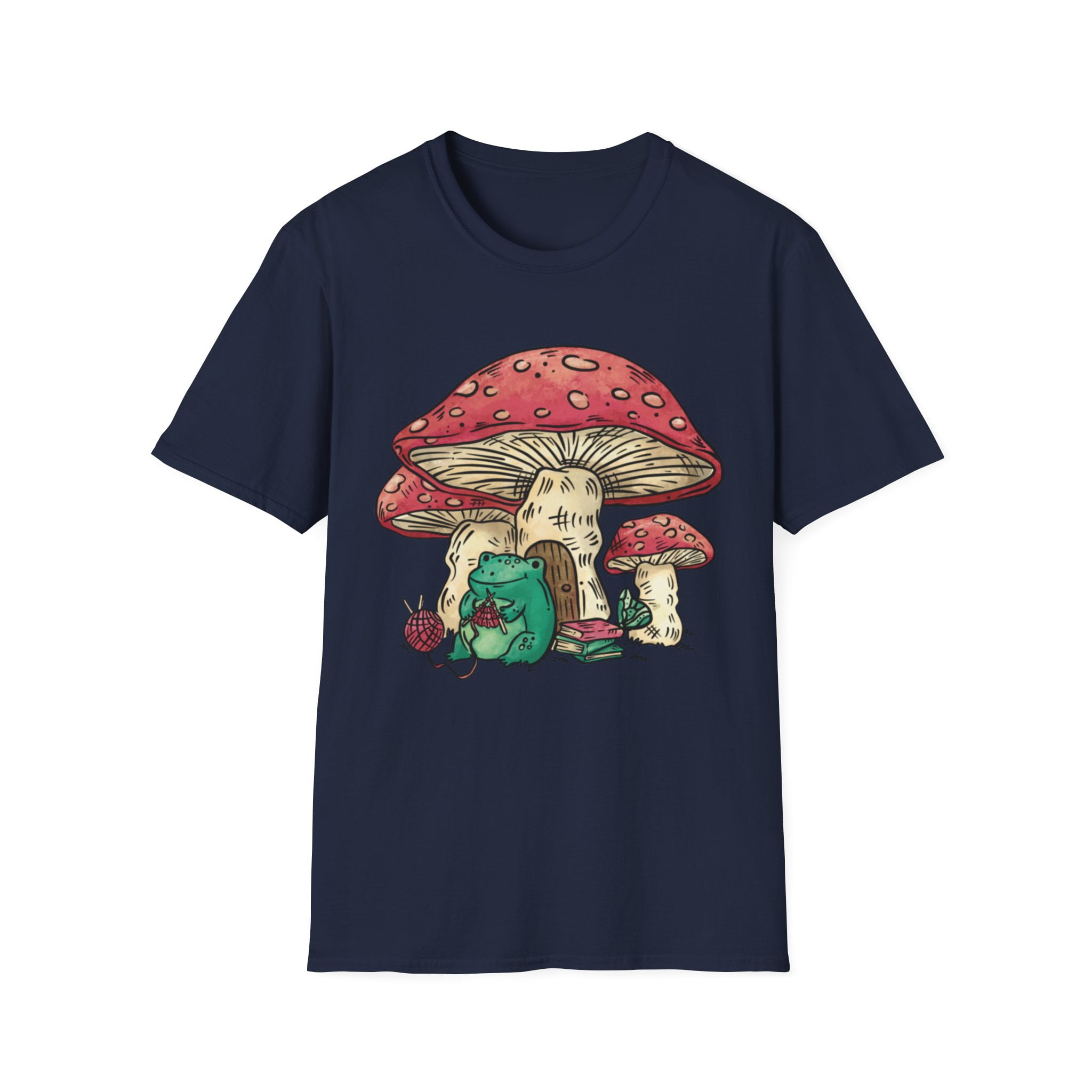 Cottagecore Aesthetic Frog Knitting Under Mushroom Graphic - Walmart.com
