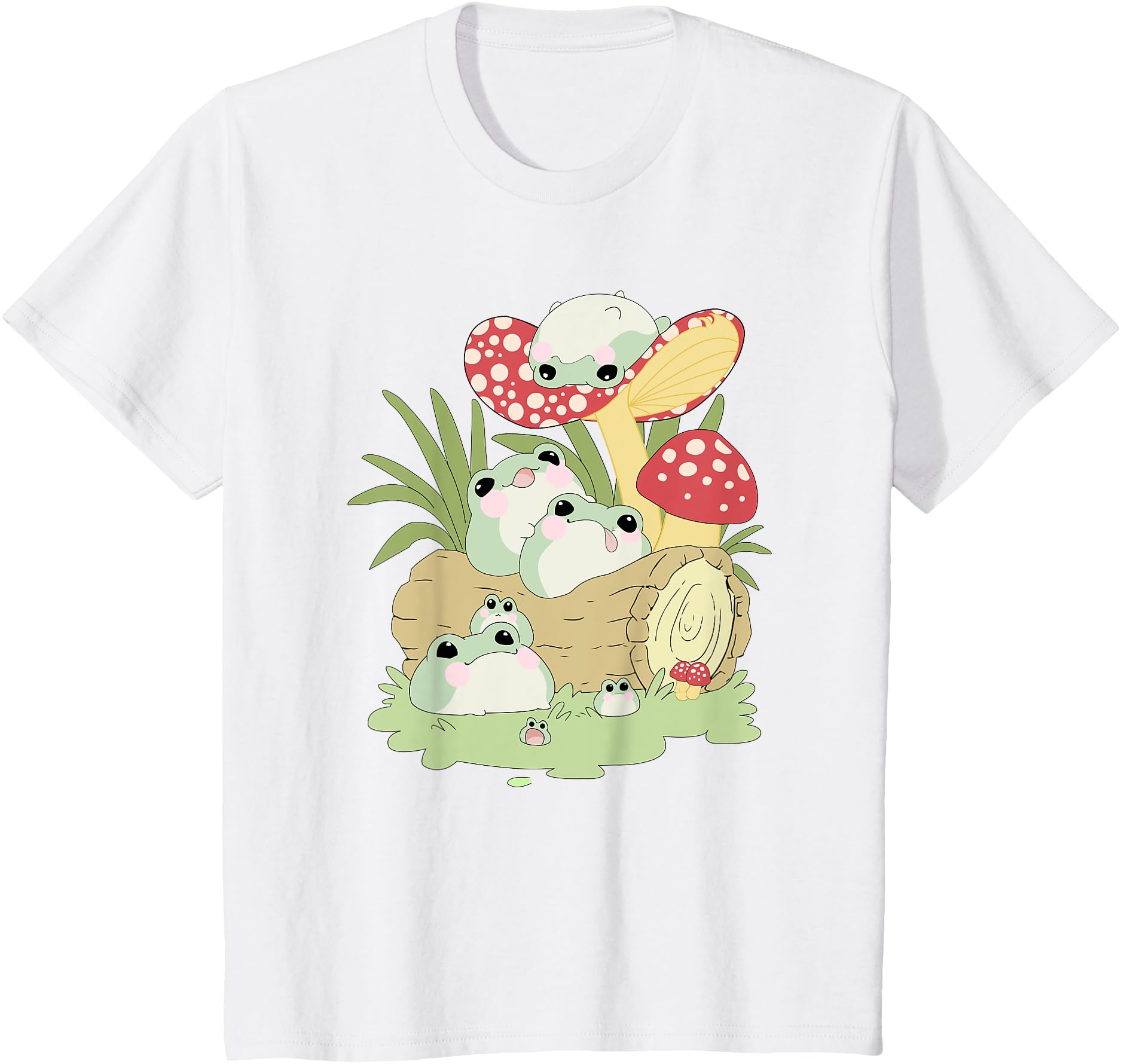 Cottagecore Aesthetic Frog Lying on Mushroom Cute Frog Lover Youth ...
