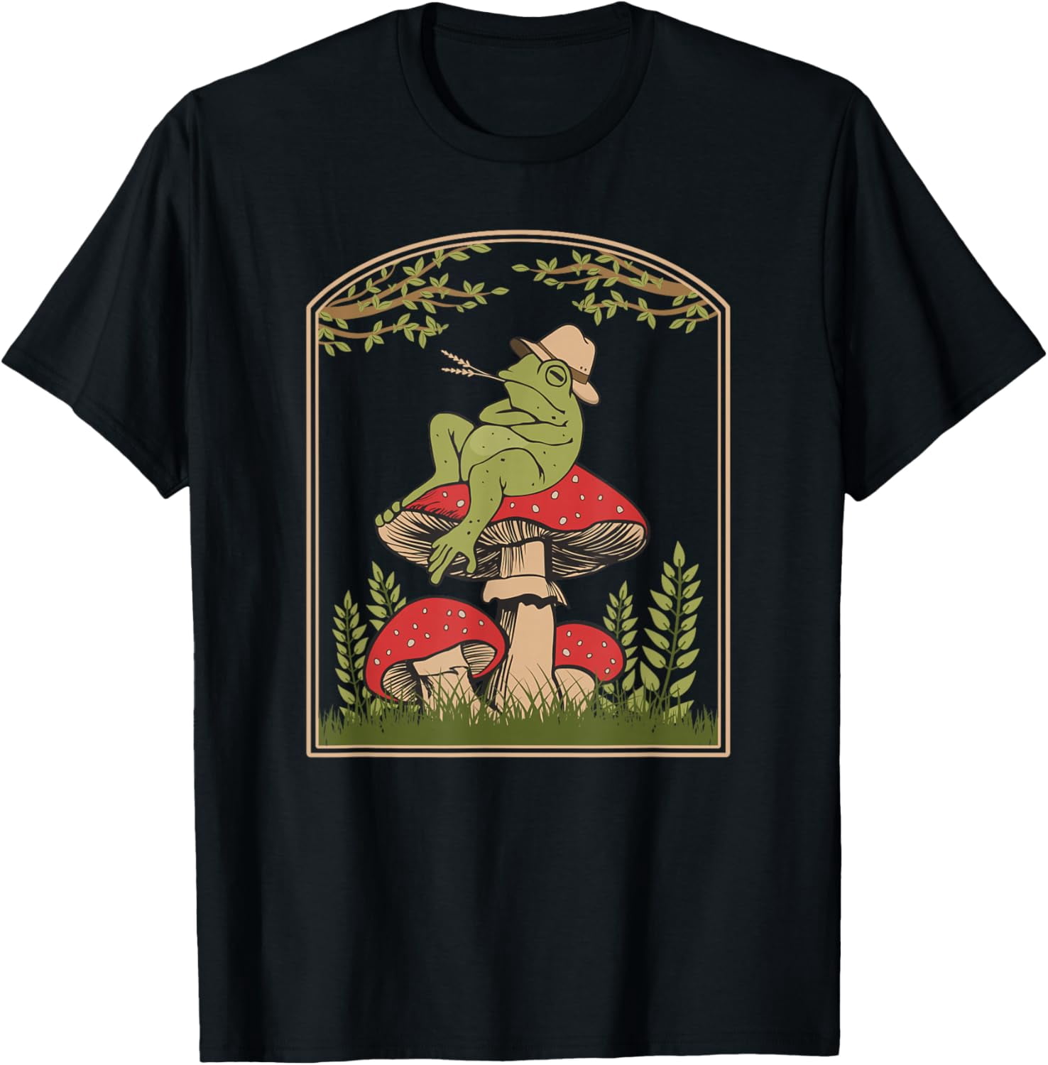 Cottagecore Aesthetic Frog Mushroom Forager Toad Men Women T-Shirt ...