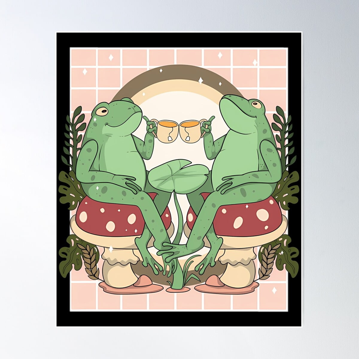 Cottagecore Aesthetic Frog Mushroom Forest Toad Poster Wall Art, Modern ...