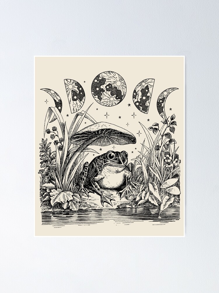 Cottagecore Aesthetic Frog, Mushroom Moon Witchcraft: Vintage Dark ...