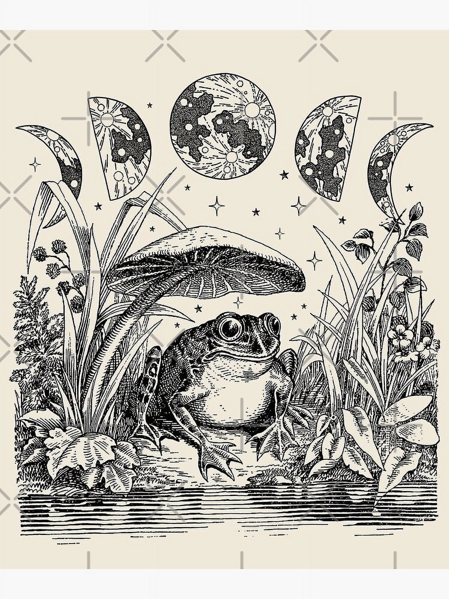 Cottagecore Aesthetic Frog, Mushroom Moon Witchcraft: Vintage Dark ...