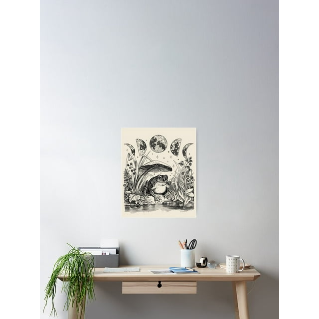 Cottagecore Aesthetic Frog Mushroom Moon Witchcraft Vintage Dark