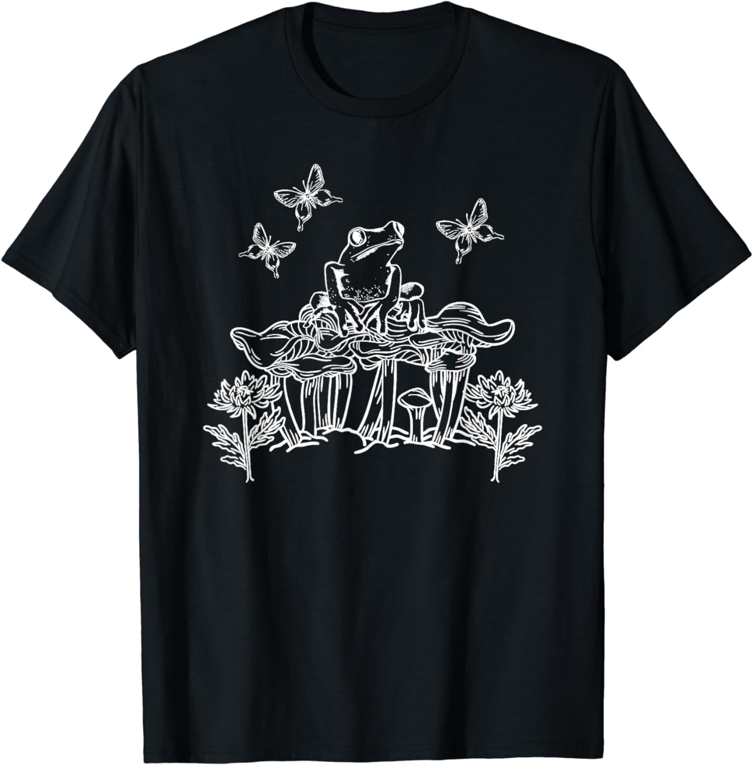 Cottagecore Aesthetic Frog Mushroom Toad Fungi Goblincore T-Shirt ...