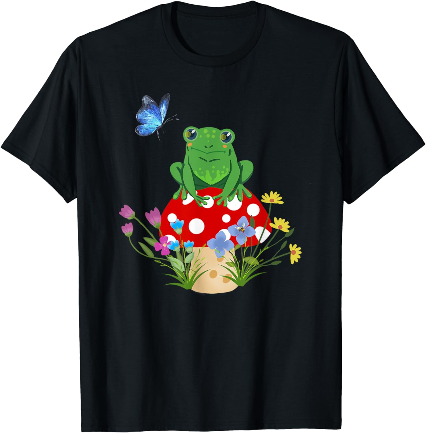 Cottagecore Aesthetic Frog On A Mushroom Goblincore Mycology T-Shirt ...