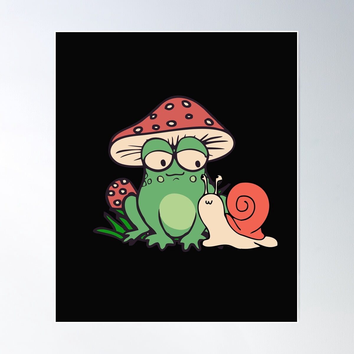 Cottagecore Aesthetic Frog Snail Cute Mushroom Hat Toad Illustration ...