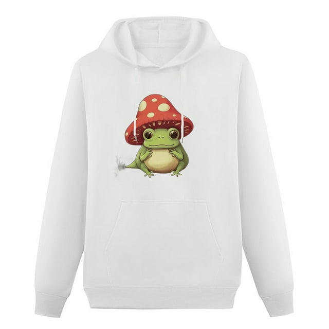 Cottagecore Aesthetic Frog Snail Cute Vintage Pullover Hoodie White