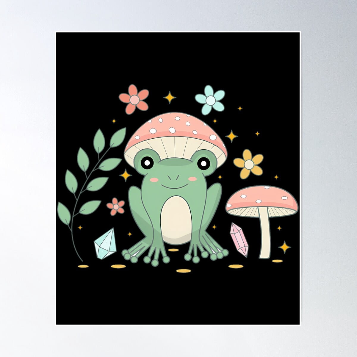 Cottagecore Aesthetic Frog With Mushroooms Poster Wall Art, Modern Wall ...