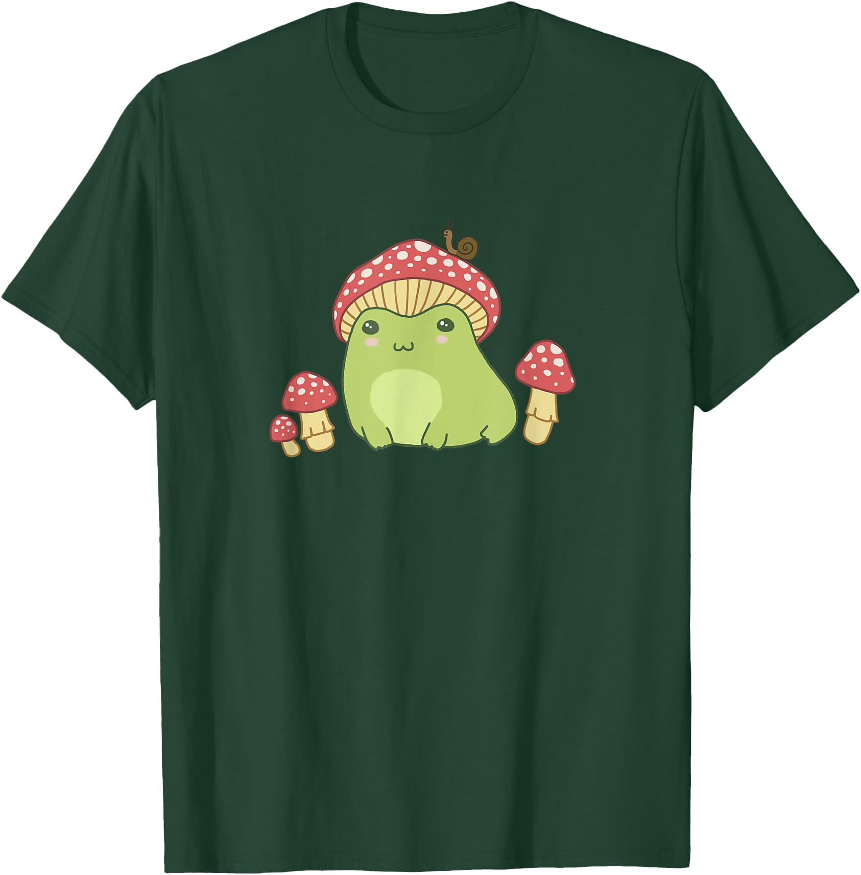 Cottagecore Aesthetic Frog with Mushroom Hat and Snail Unisex T-Shirt ...