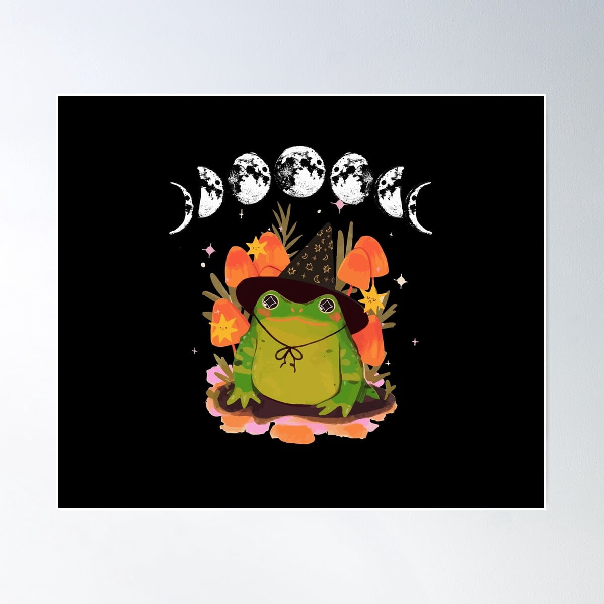 Cottagecore Aesthetic Goblincore Frog Wizard On Mushroom Poster Wall ...