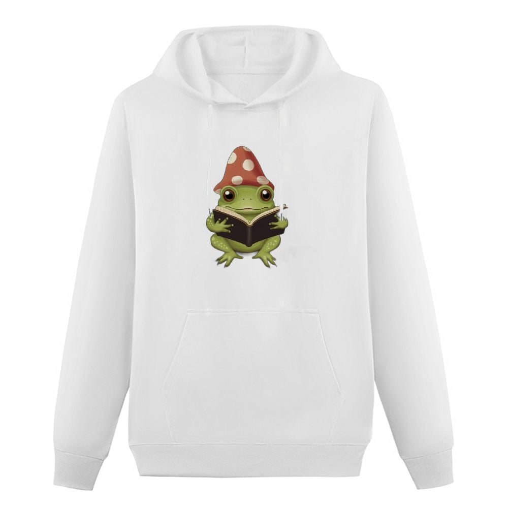 Cottagecore Aesthetic Mushroom Cute Frog Reading Book Lover Pullover ...