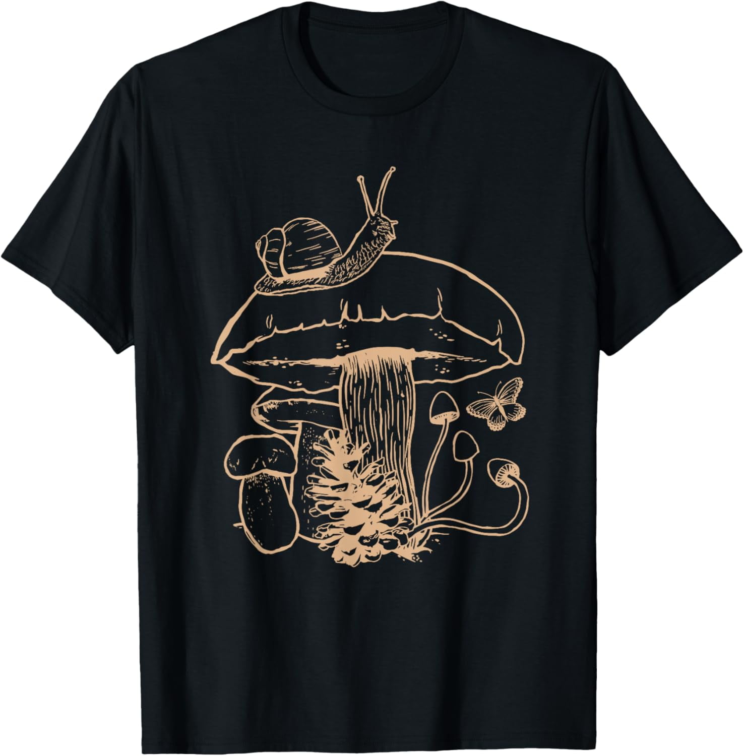 Cottagecore Aesthetic Mushroom Snail Goblincore Mycology T-Shirt ...