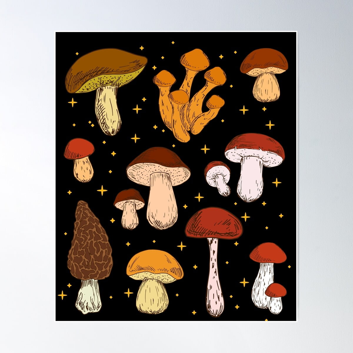 Cottagecore Aesthetic Mushroom Stars: Vintage Mycology Of Trippy Toadstool And Infected ...
