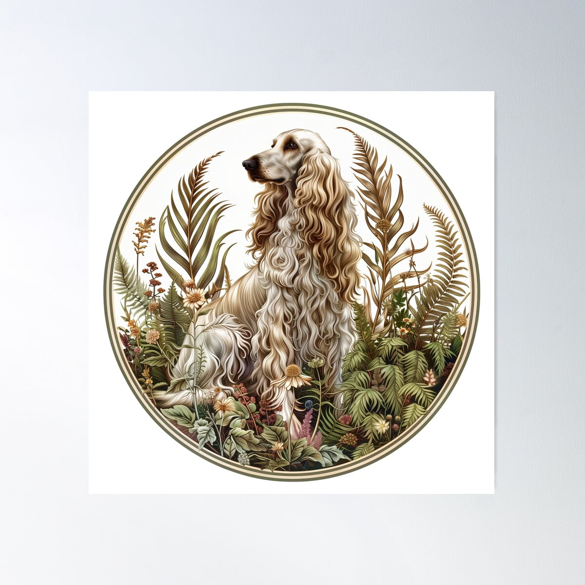 Cottagecore Afghan Hound Poster Wall Art, Modern Wall Decor For Living ...