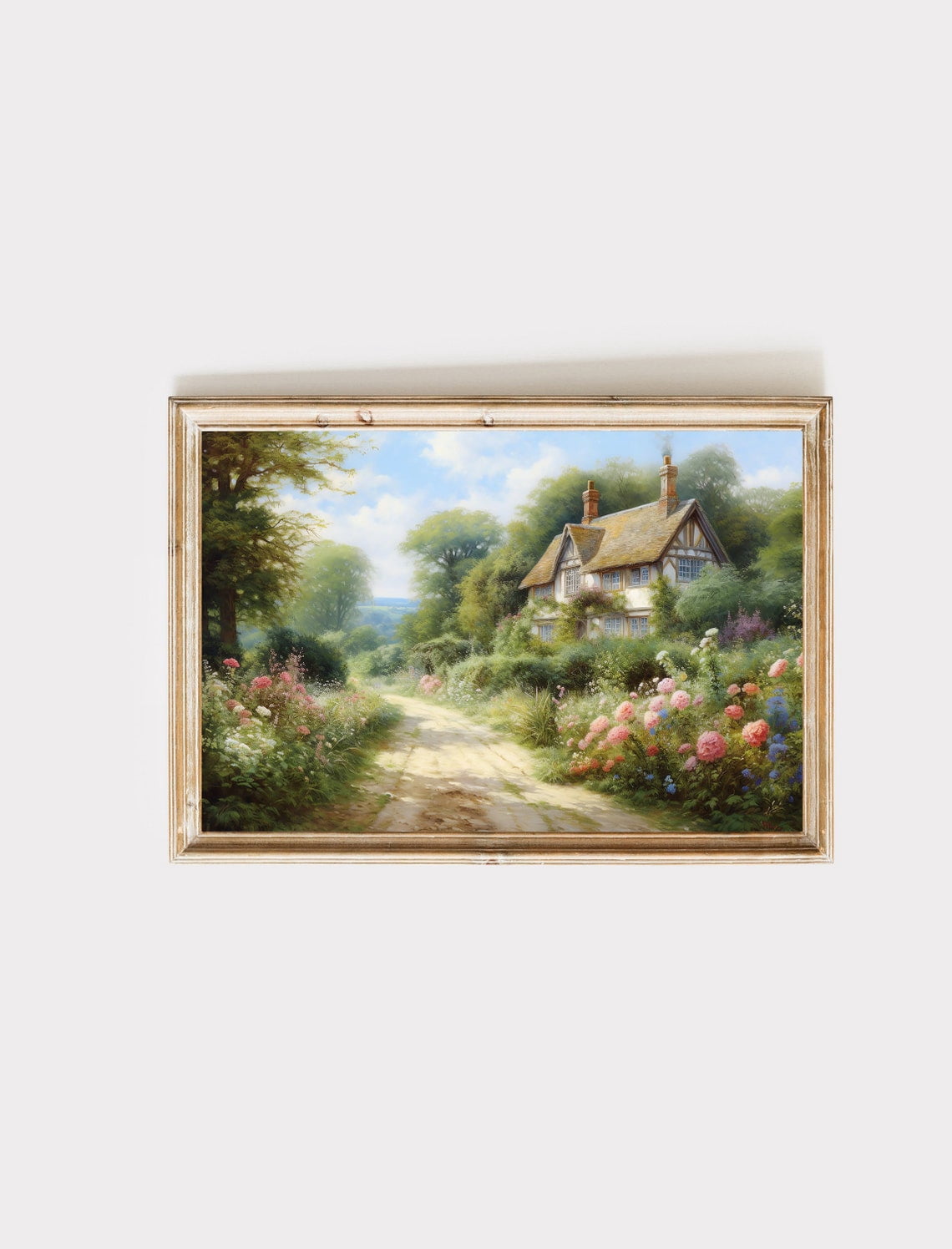 Cottagecore Art Print Of An English Cottage And Garden, Vintage Decor ...