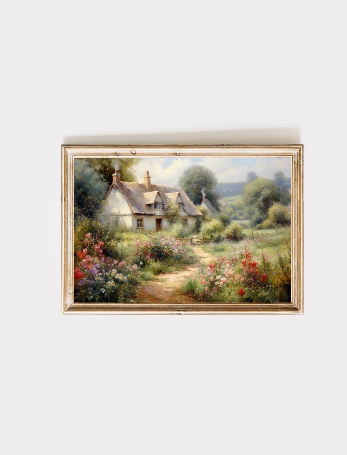 Cottagecore Art Print Of An English Cottage And Garden, Vintage Decor ...